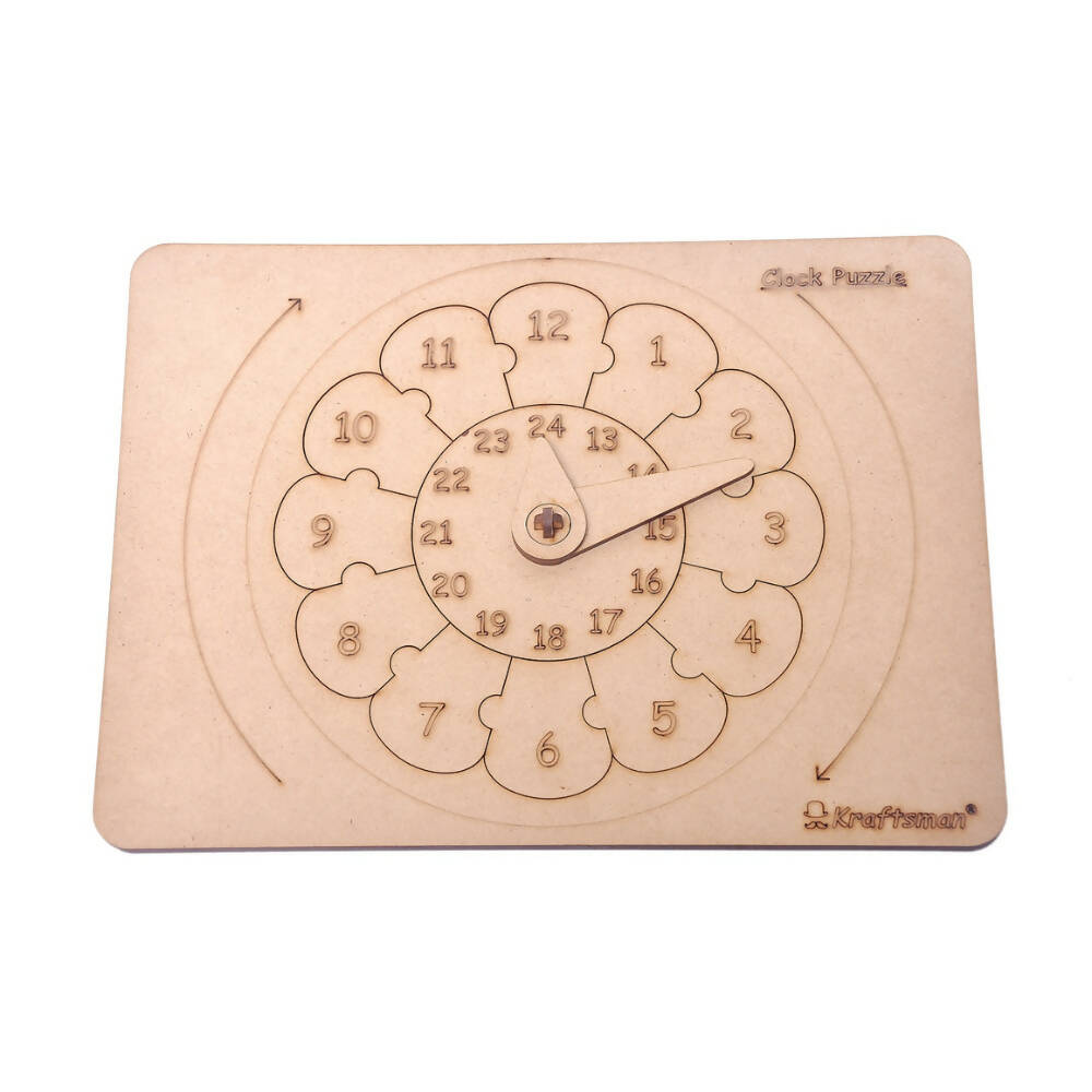 Buy Kraftsman 24 Hour And Minutes Clock Learning Puzzle Board | Color ...