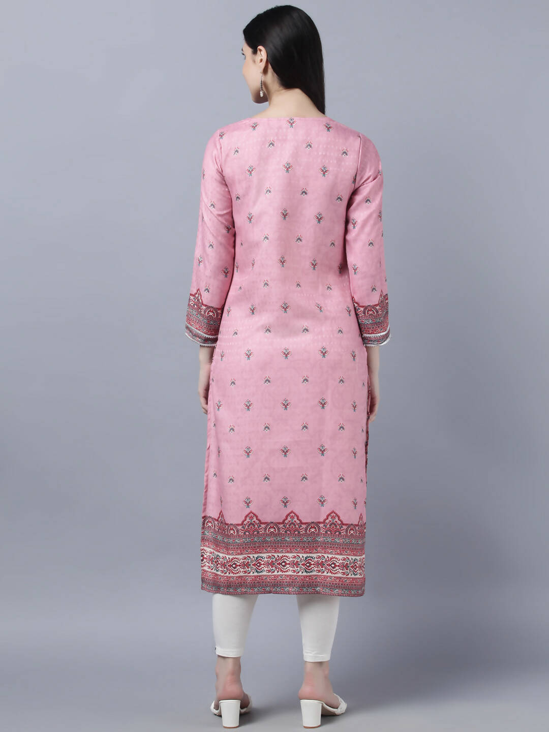 Buy Myshka Women Pink Red Ethnic Motifs Printed Kurta Online at Best ...